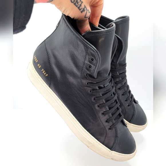 Common Projects | Shoes | Common Projects Tournament High Black Leather ...